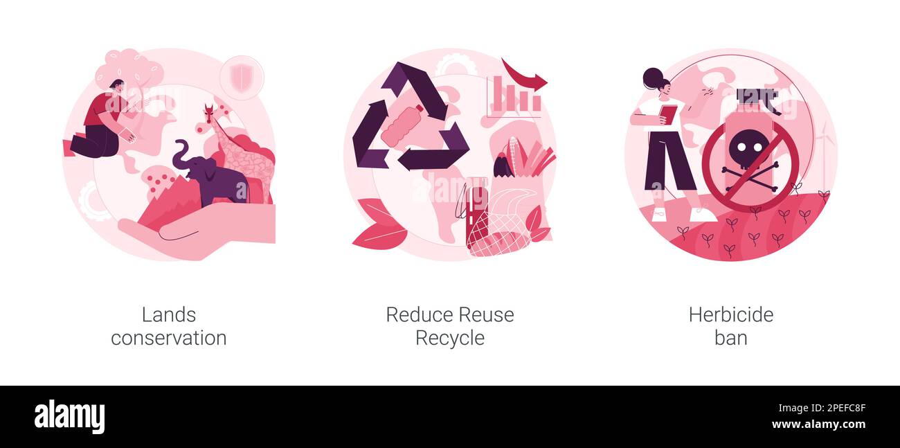 Nature Protection Abstract Concept Vector Illustration Set Lands Conservation Reduce Reuse