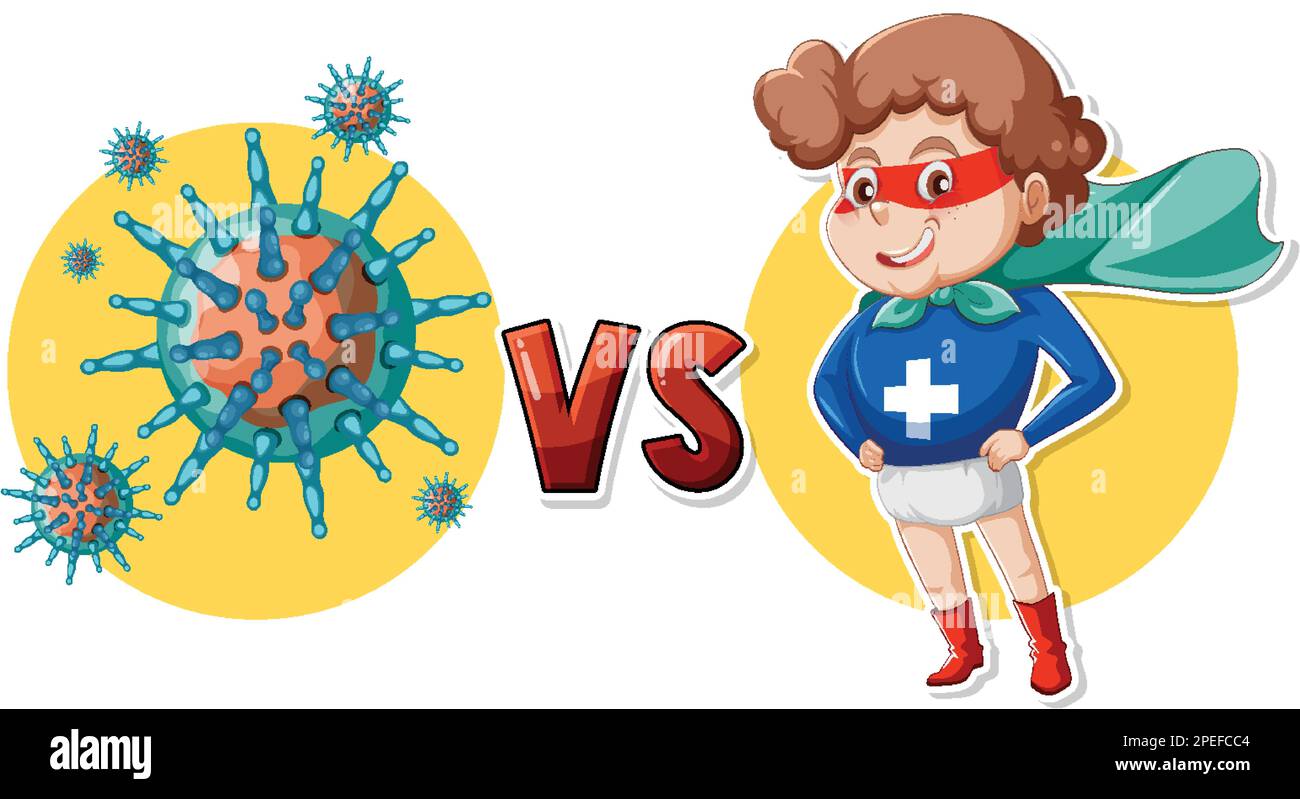 Hero boy vs bacteria and virus illustration Stock Vector Image & Art ...