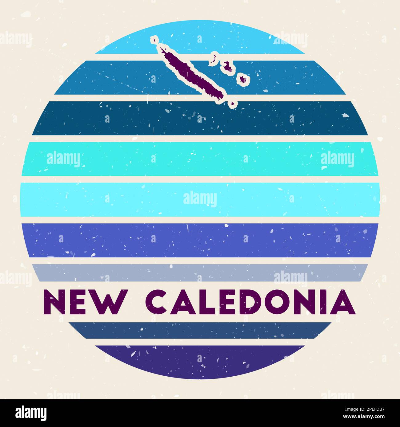 New Caledonia logo. Sign with the map of the country and colored ...