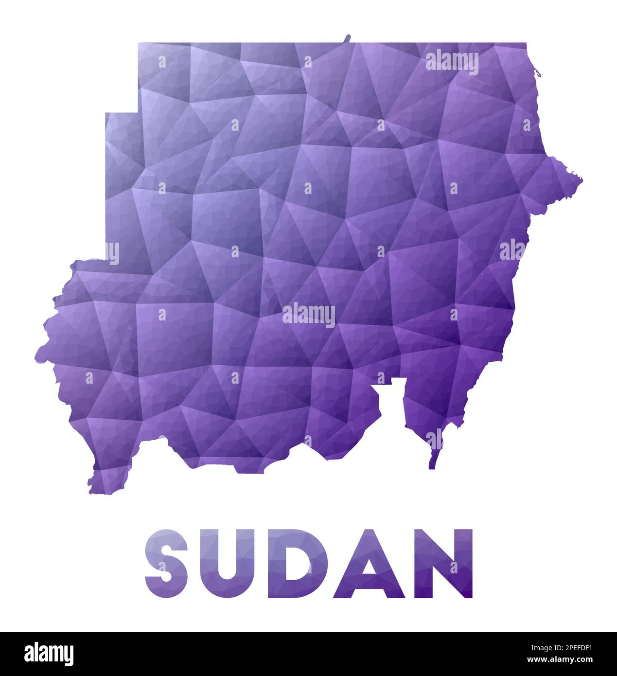 Map of Sudan. Low poly illustration of the country. Purple geometric ...