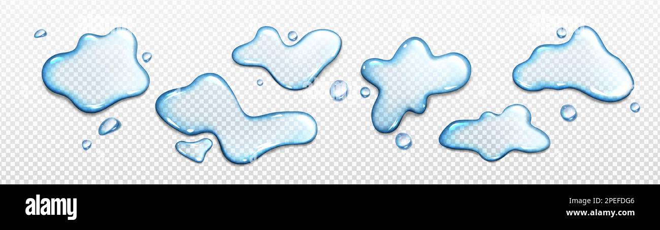 Realistic set of water puddles isolated on transparent background ...