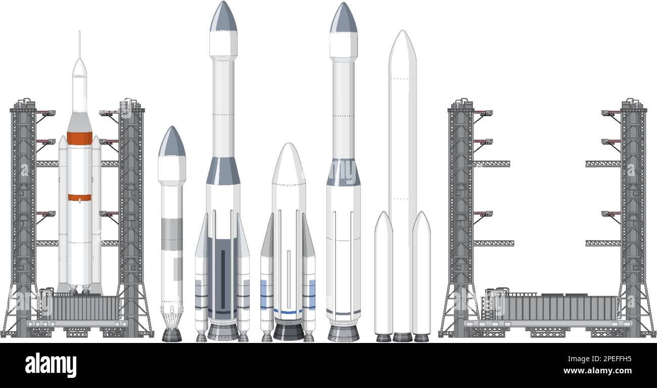 Set of Spacecraft Rockets illustration Stock Vector Image & Art - Alamy