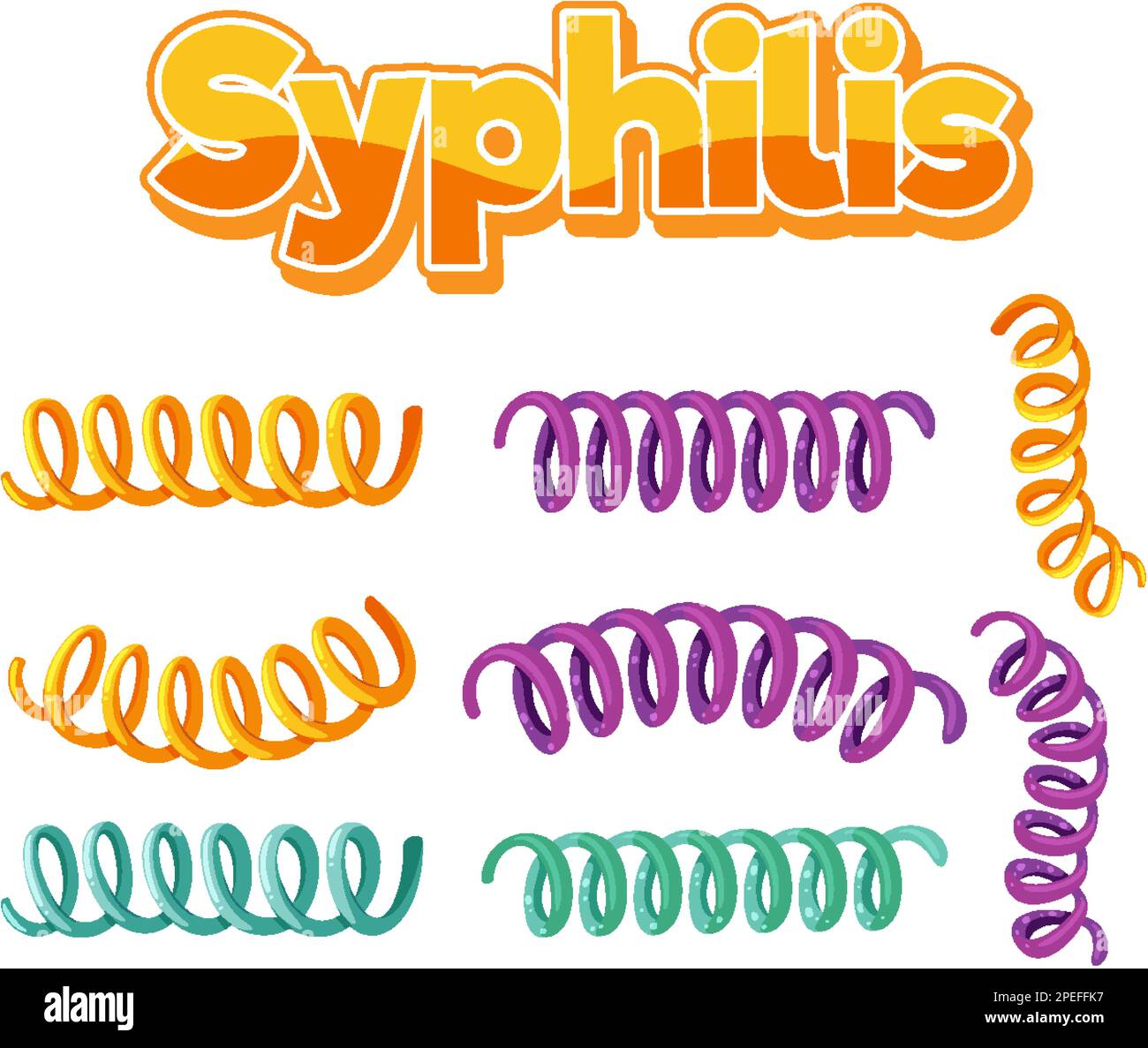 Treponema pallidum syphilis bacteria on white background illustration ...