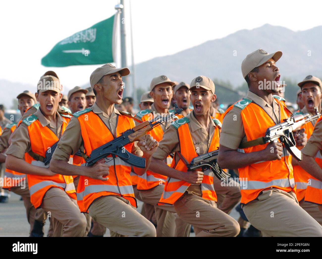 Saudi commandos perform a parade in Mecca, Saudi Arabia, Saturday, Jan ...