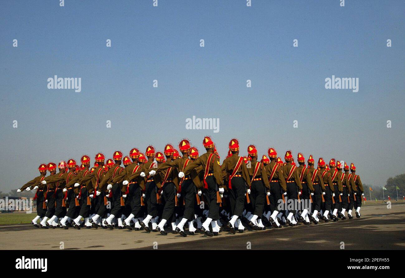 Soldiers of Indian Armys Jat Regiment march during the 57th Indian Army ...