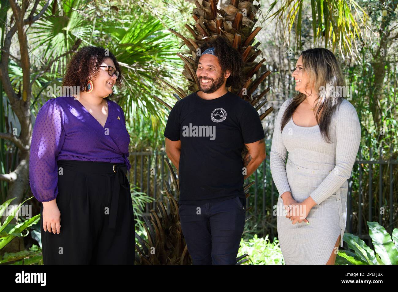(L-R) Uluru Youth Dialogue Co-Chair Bridget Cama, Bularri Muurlay ...