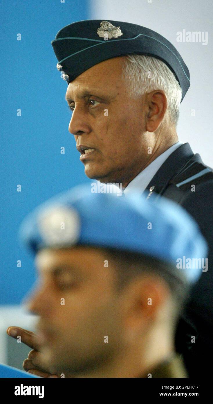 Chief of Indian Air Force Air Marshal S.P. Tyagi, top, addresses Air ...