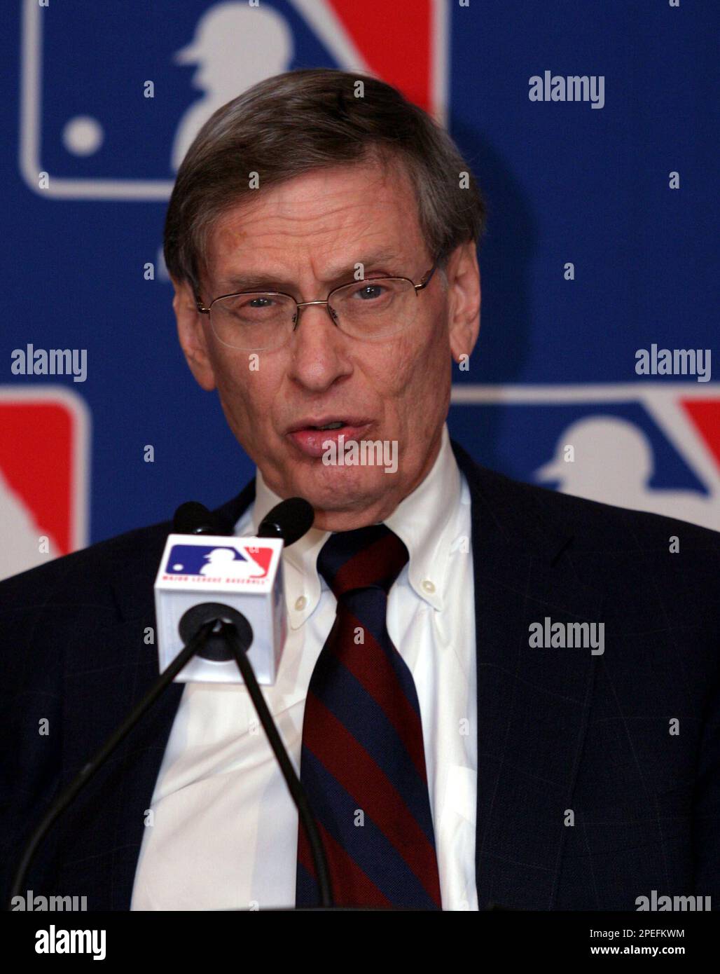 Major League Baseball Commissioner Bud Selig answers questions during a ...
