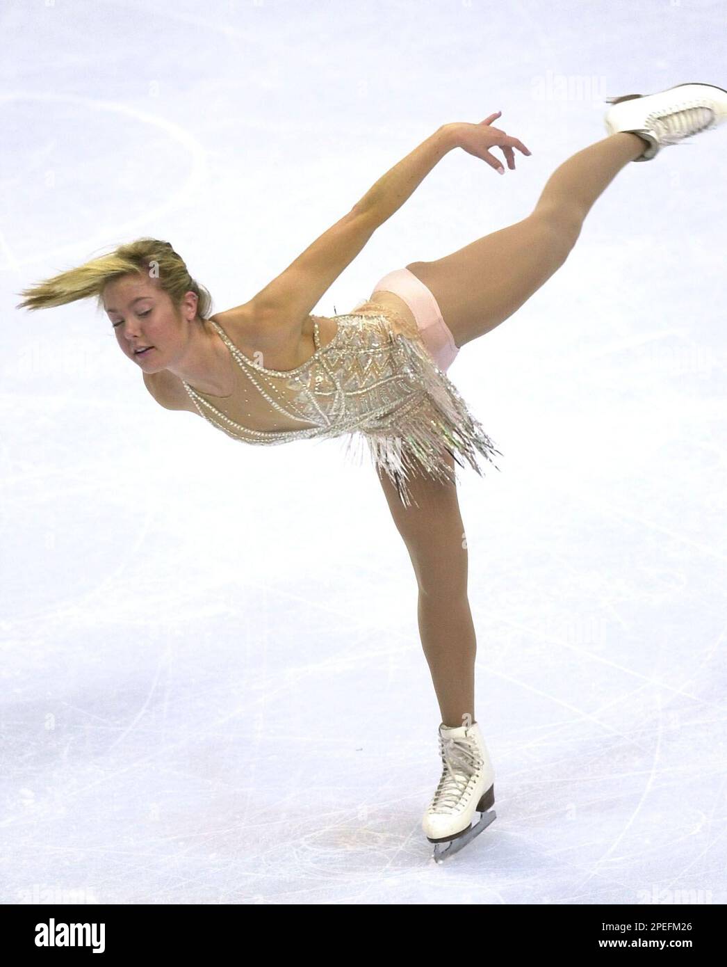 Jennifer Kirk, from Newton, Mass., works on her routine during a warm ...