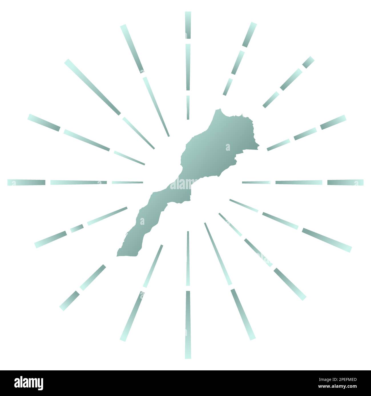 Morocco gradiented sunburst. Map of the country with colorful star rays ...