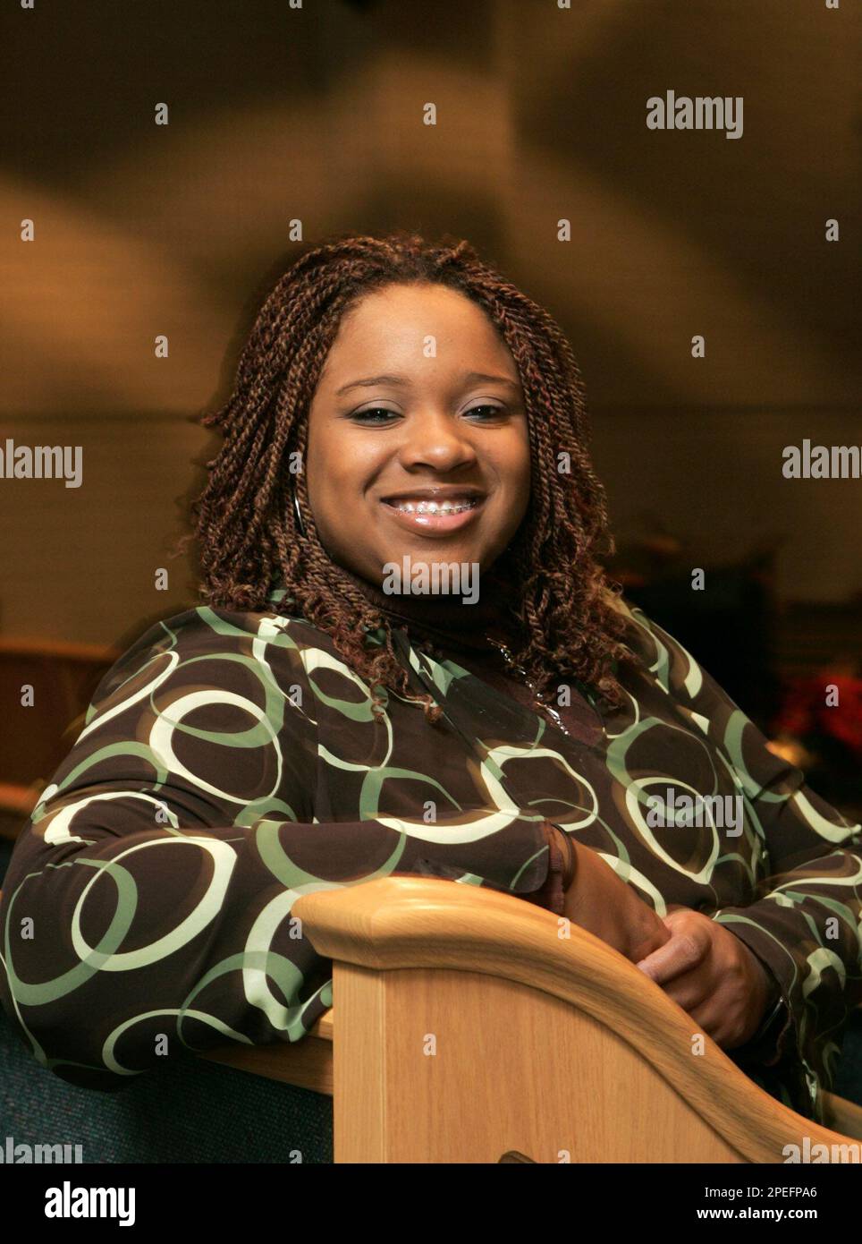 Kierra "Kiki" Sheard poses inside the Greater Emmanuel Institutional ...