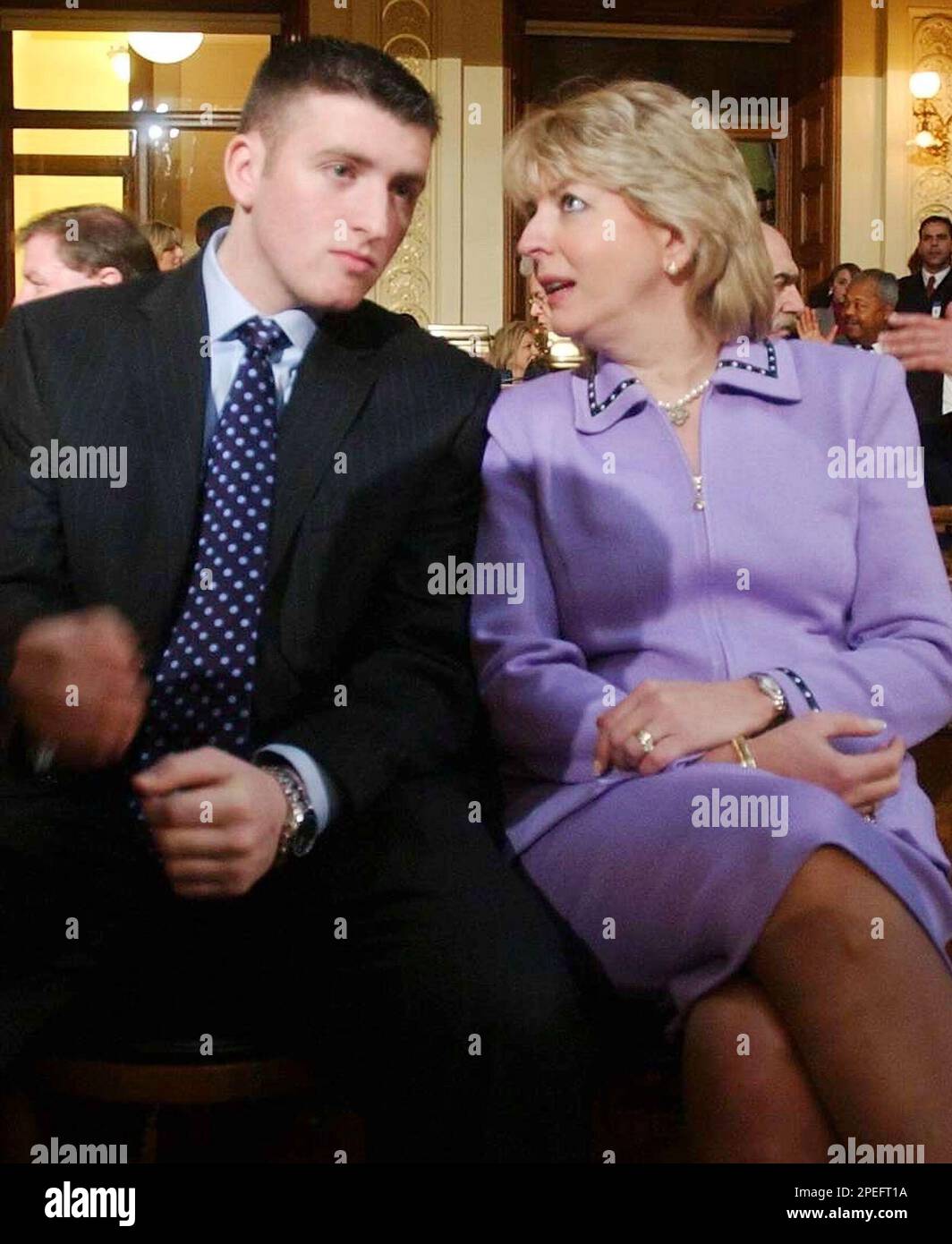 Kevin Codey, left, and his mother Mary Jo exchange words before Acting ...