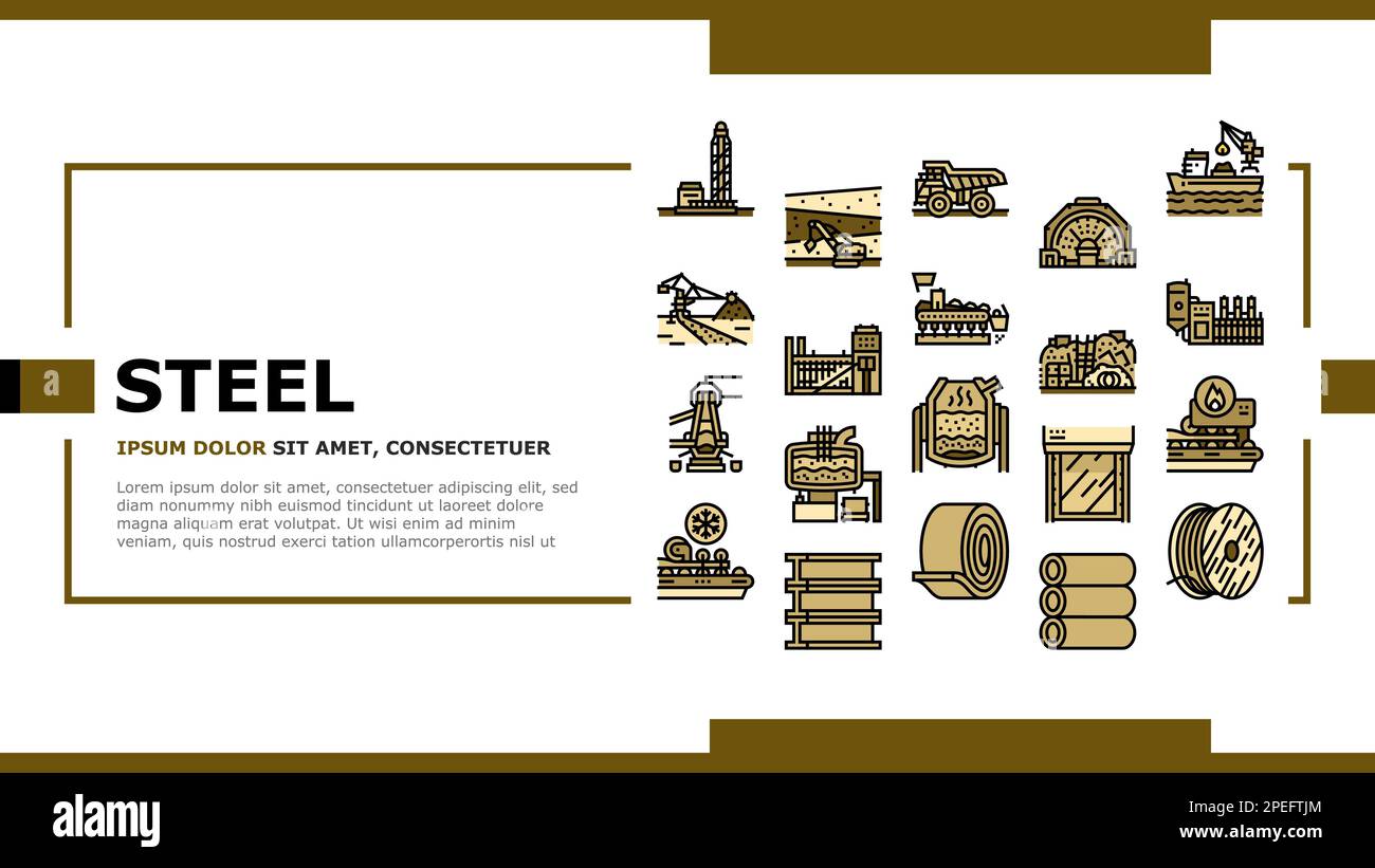 steel production industry metal landing header vector Stock Vector ...