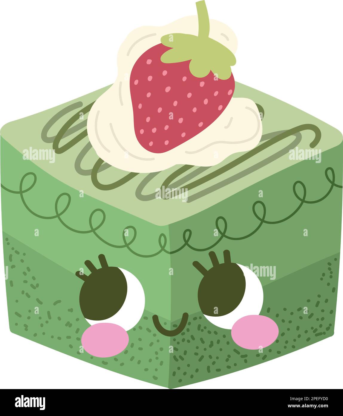 matcha cake with fruit cartoon Stock Vector Image & Art - Alamy