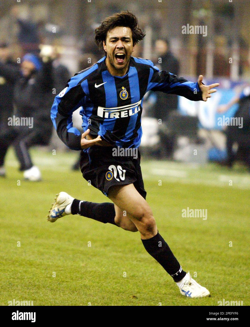 Inter Milan forward Alvaro Recoba of Uruguay celebrates after scoring ...