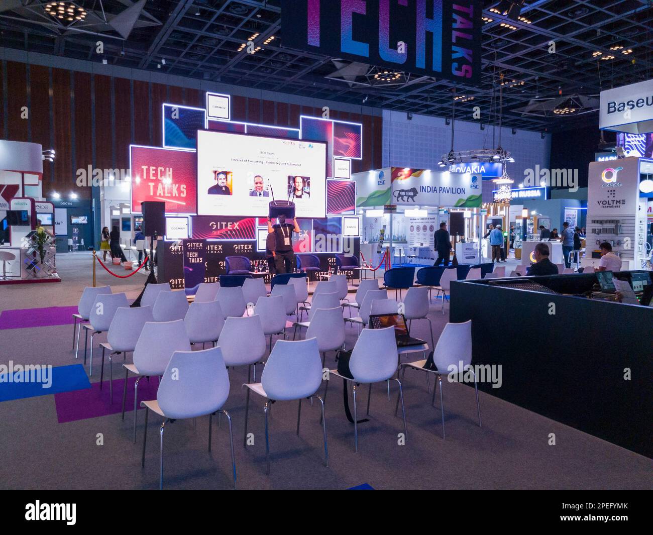 Dubai, UAE - 10.14.2022 - Visitors and participants of GITEX exhibition ...