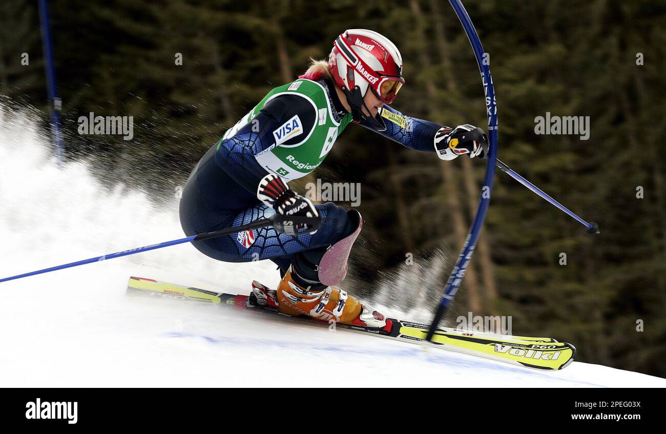 USA's Kristina Koznick clears the gate on her way to take the first ...