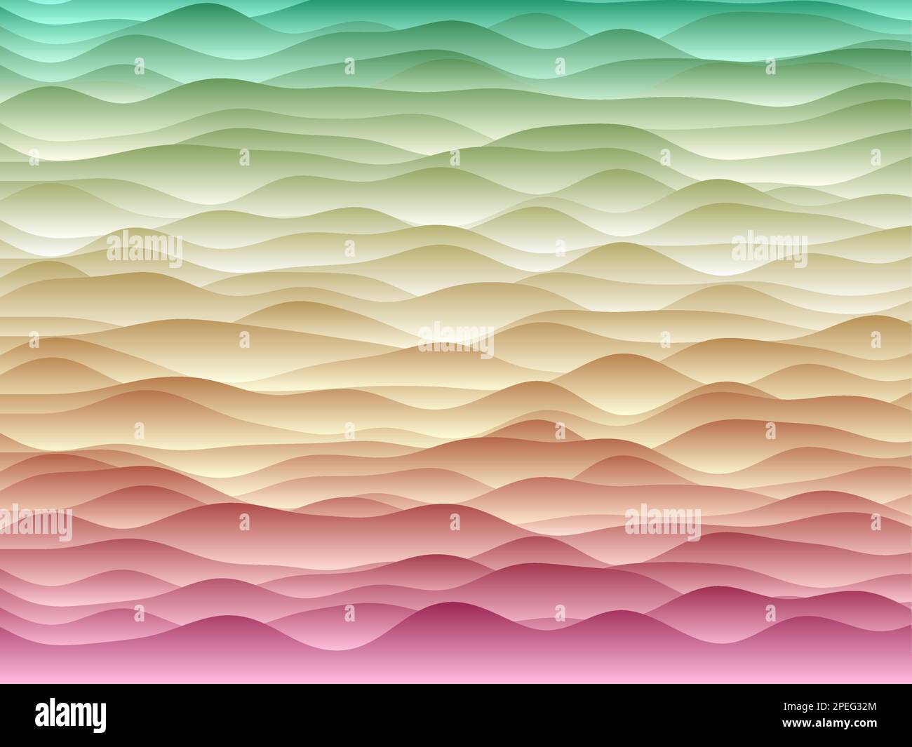 Abstract curves background. Smooth curves with gradients in teal and pink colors. Captivating ...