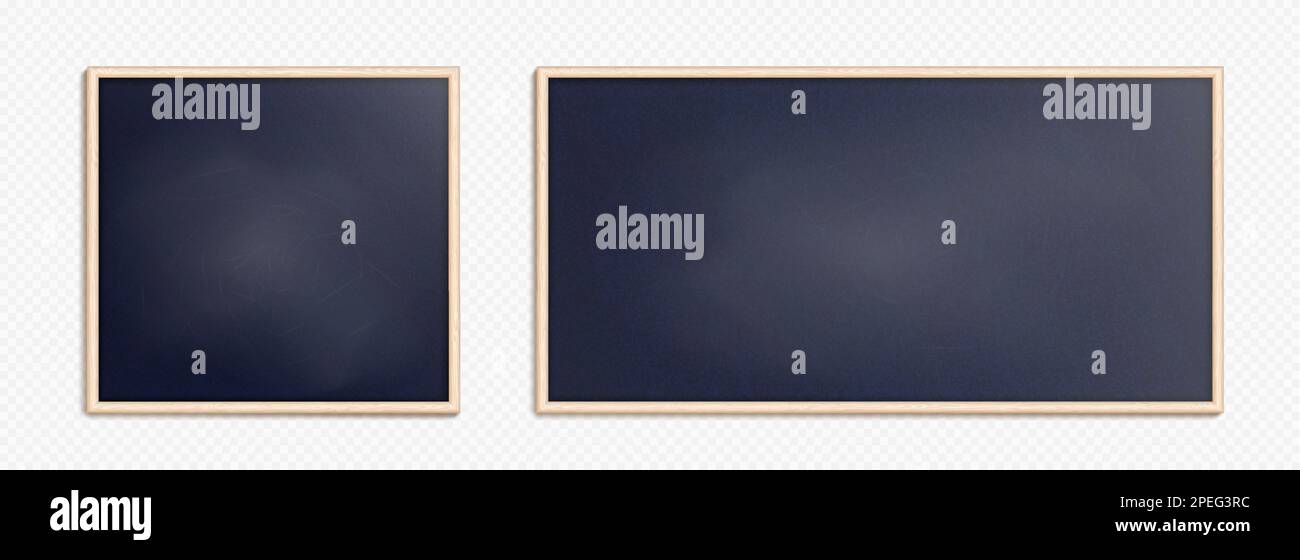 Realistic school chalkboard set with wooden frame in vector. Blank ...
