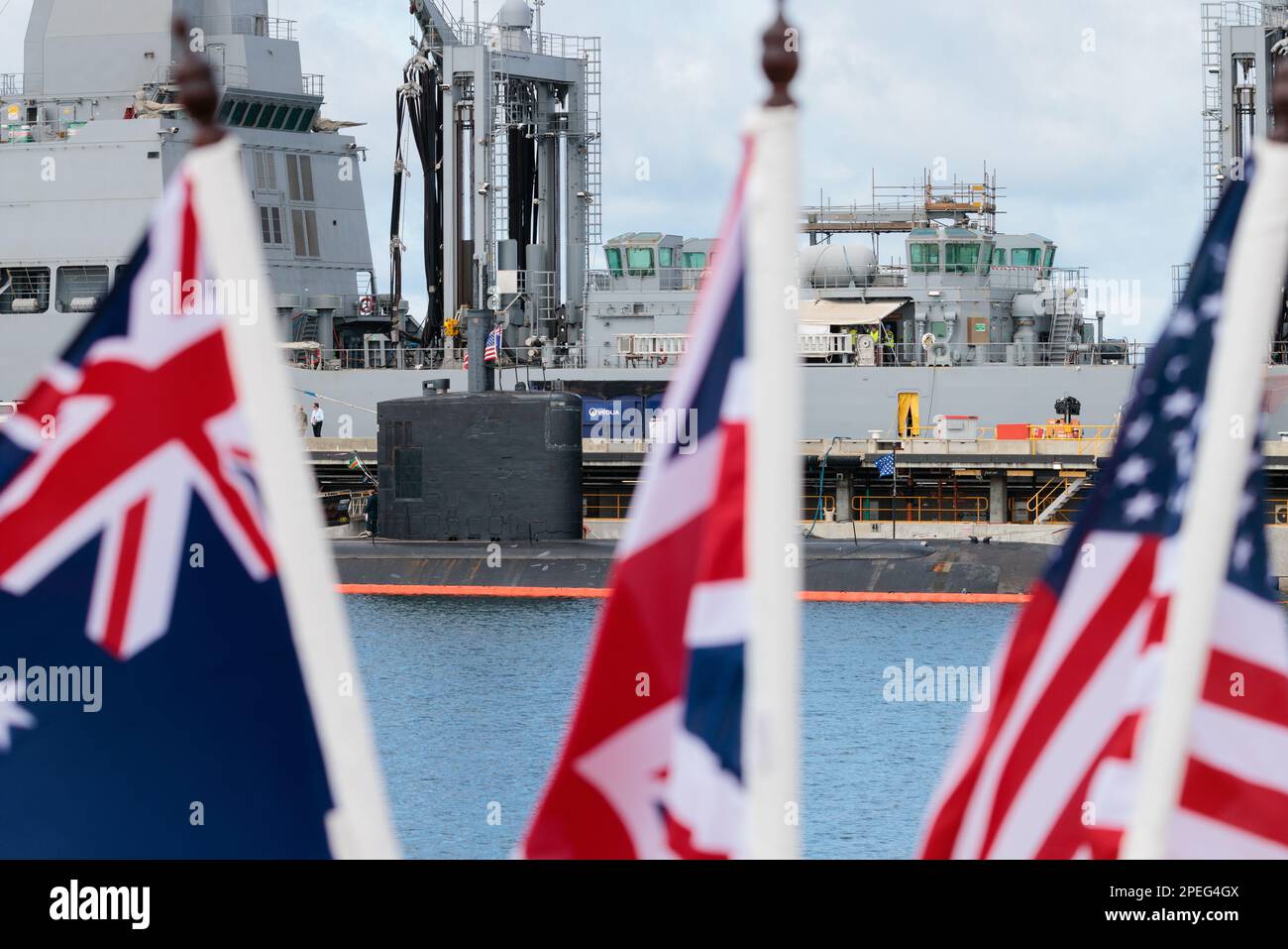 National flags of the Australia, Great Britain and the USA are seen in ...