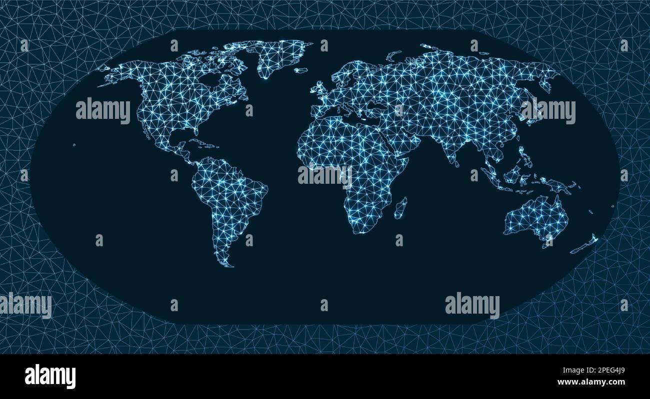 Global internet business concept. Wagner 6 projection. World Network ...