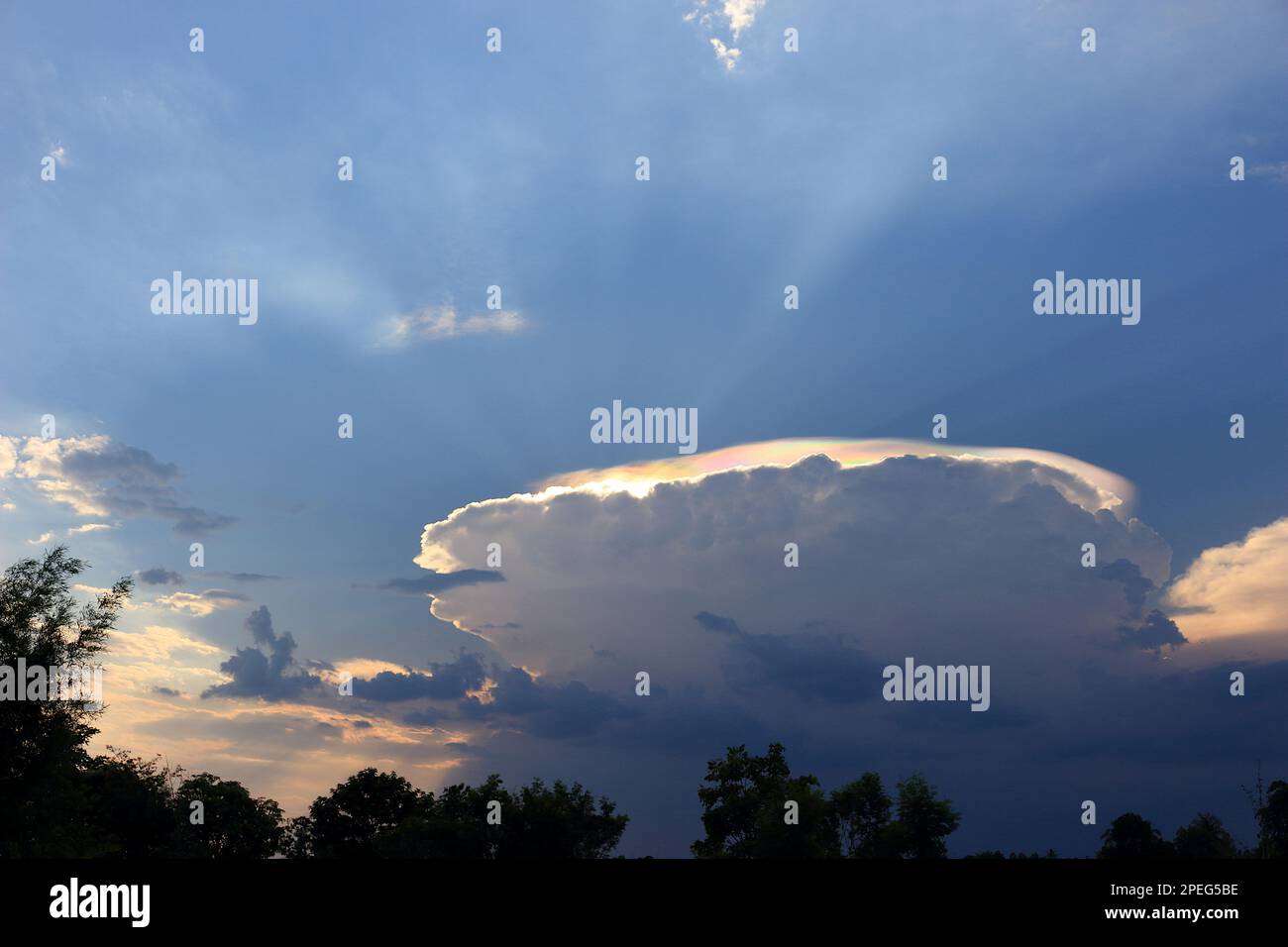 The spherical cloud had a rainbow-like glow above it Stock Photo - Alamy