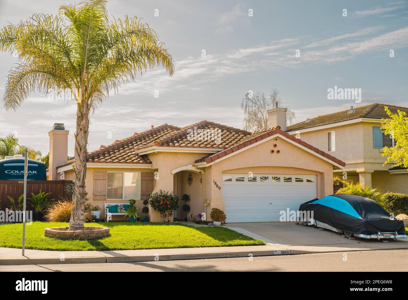 Santa Maria, California, USA - March 13, 2023. Beautiful houses with ...