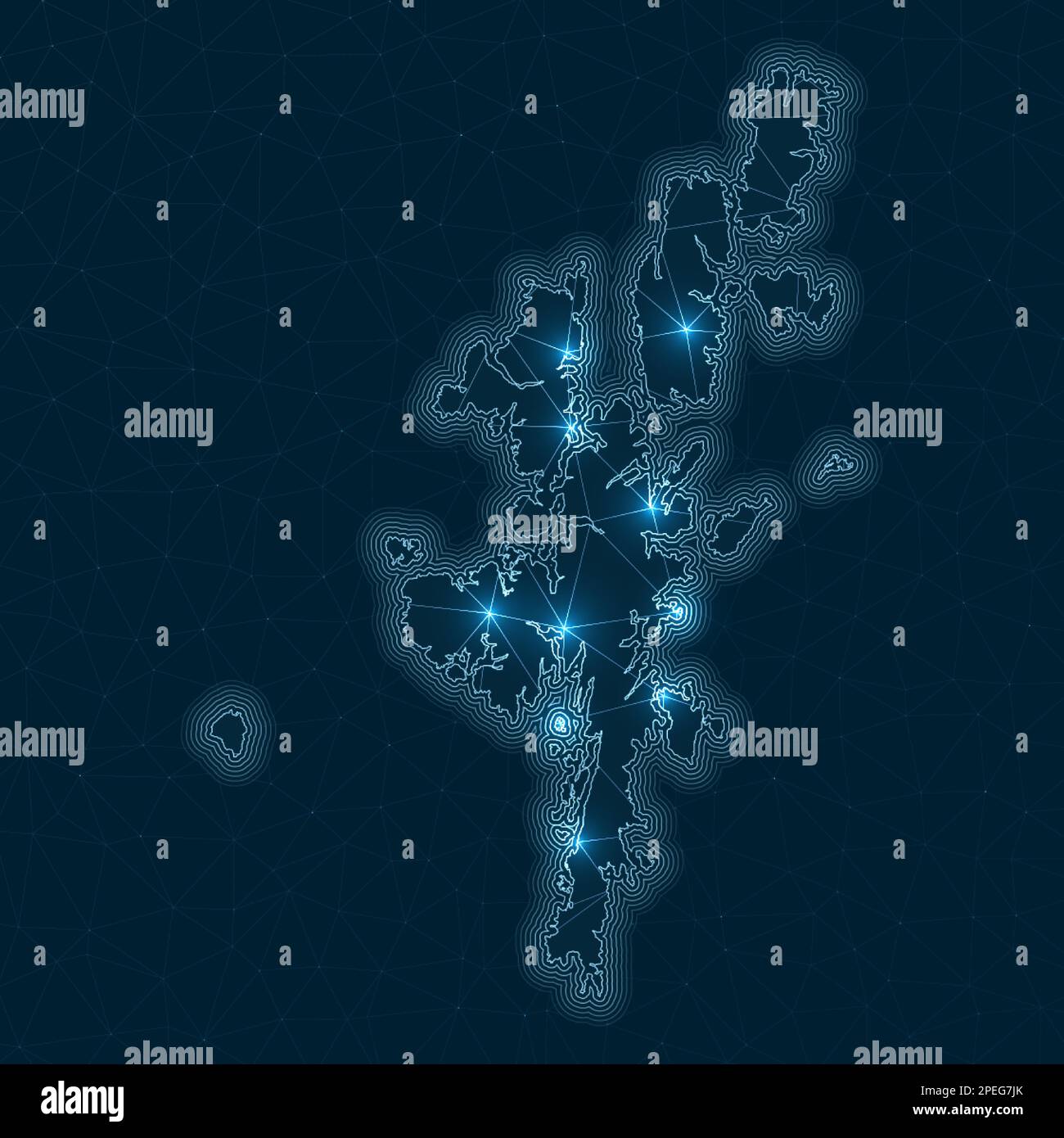Mainland network map. Abstract geometric map of the island. Digital ...