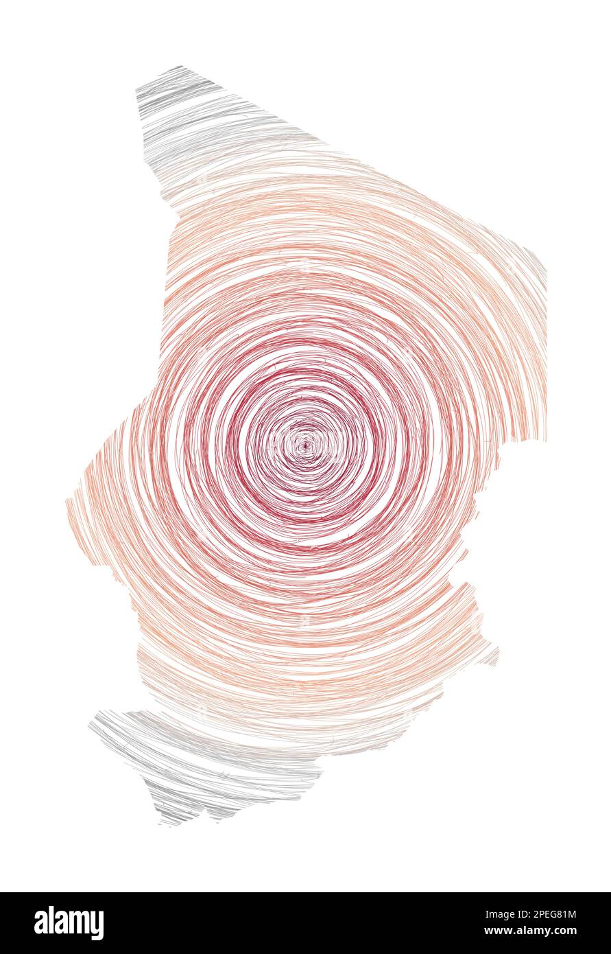 Chad map filled with concentric circles. Sketch style circles in the ...