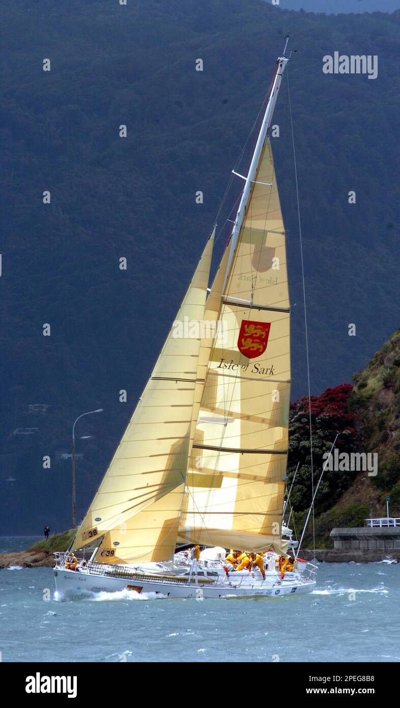 The Spirit of Sark tacks in front of Point Jerningham close to the ...