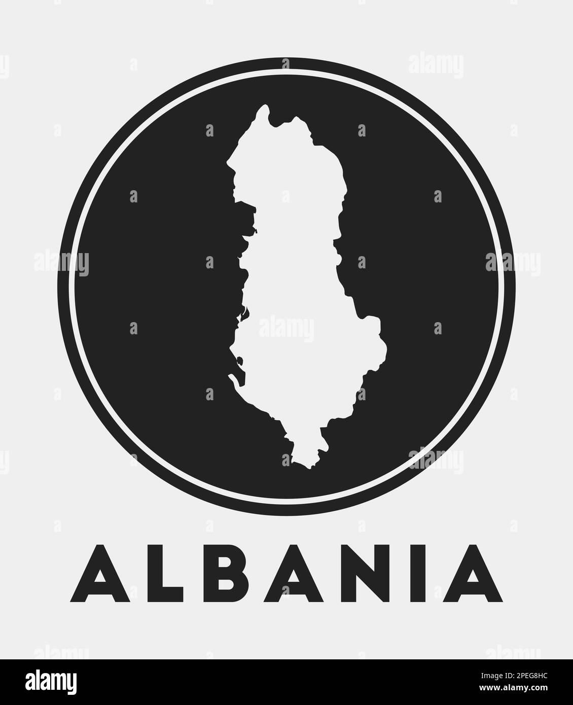 Albania icon. Round logo with country map and title. Stylish Albania ...