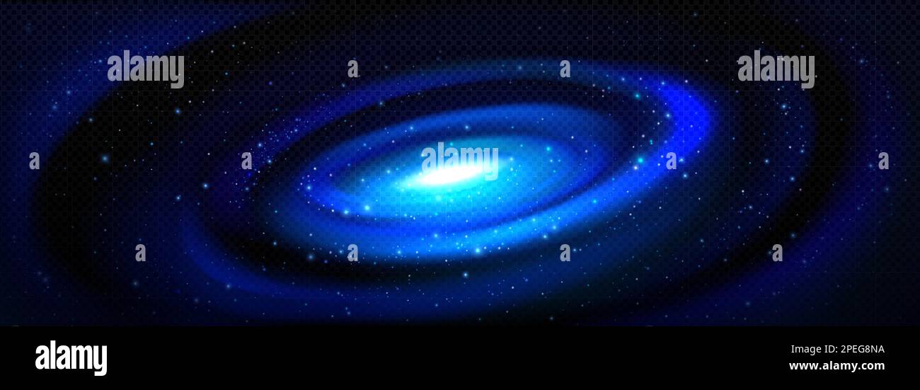 Realistic neon blue circular motion in outer space isolated on ...