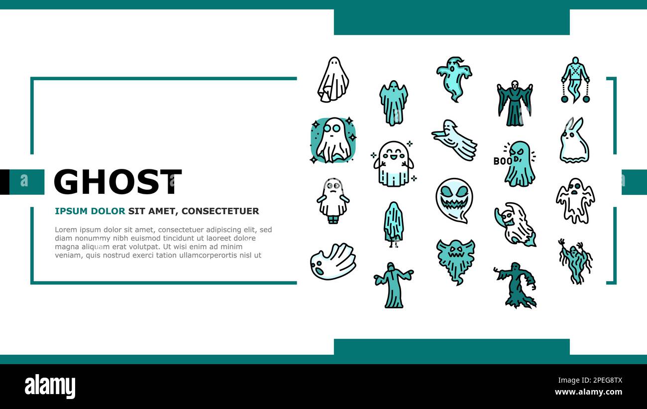 ghost halloween spooky scary cute landing header vector Stock Vector ...