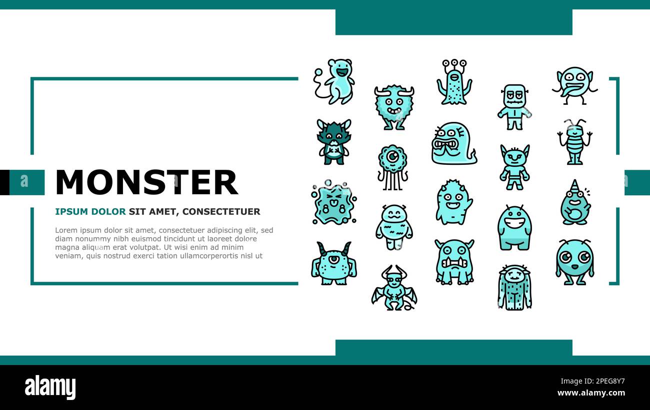 monster funny cute alien landing header vector Stock Vector Image & Art ...