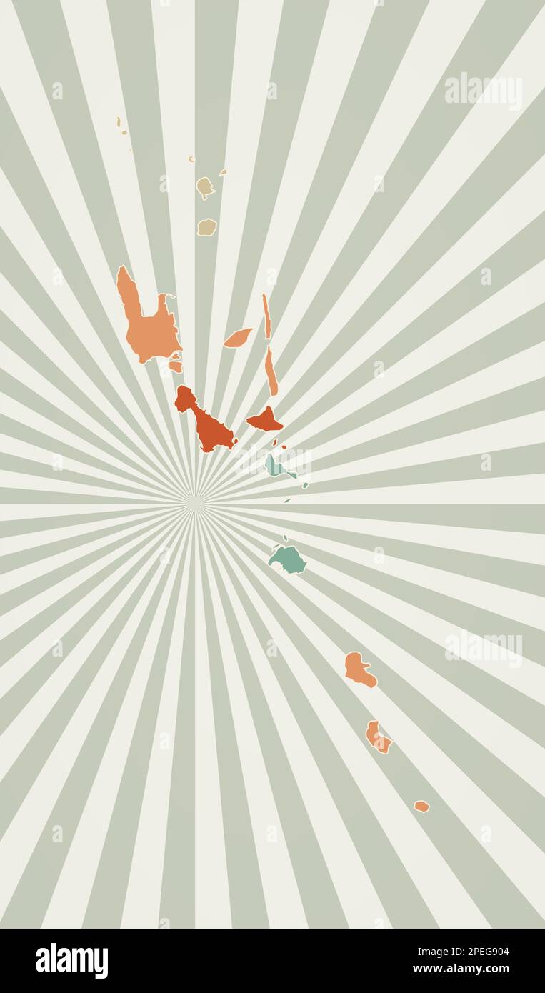 Vanuatu map. Poster with map of the country in retro color palette ...