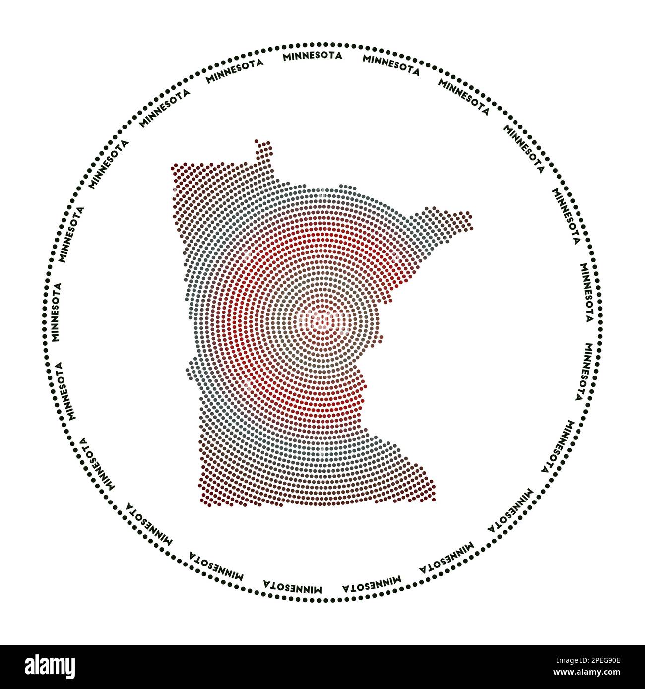 Minnesota round logo. Digital style shape of Minnesota in dotted circle ... Minnesota round logo. Digital style shape of Minnesota in dotted circle ...