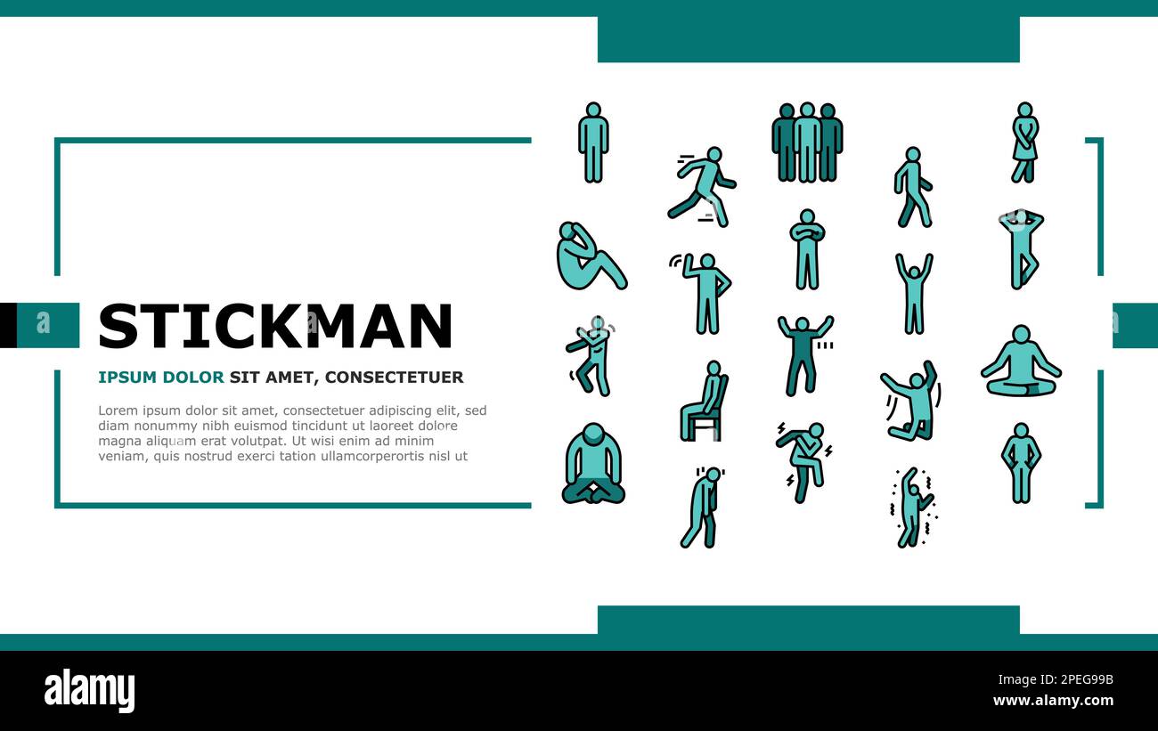 stickman man people silhouette landing header vector Stock Vector Image ...
