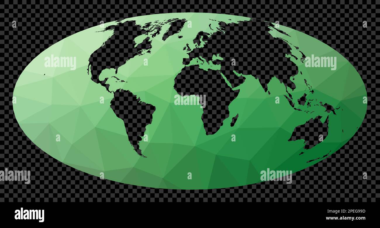 Transparent digital world map. Aitoff projection. Polygonal map of the ...