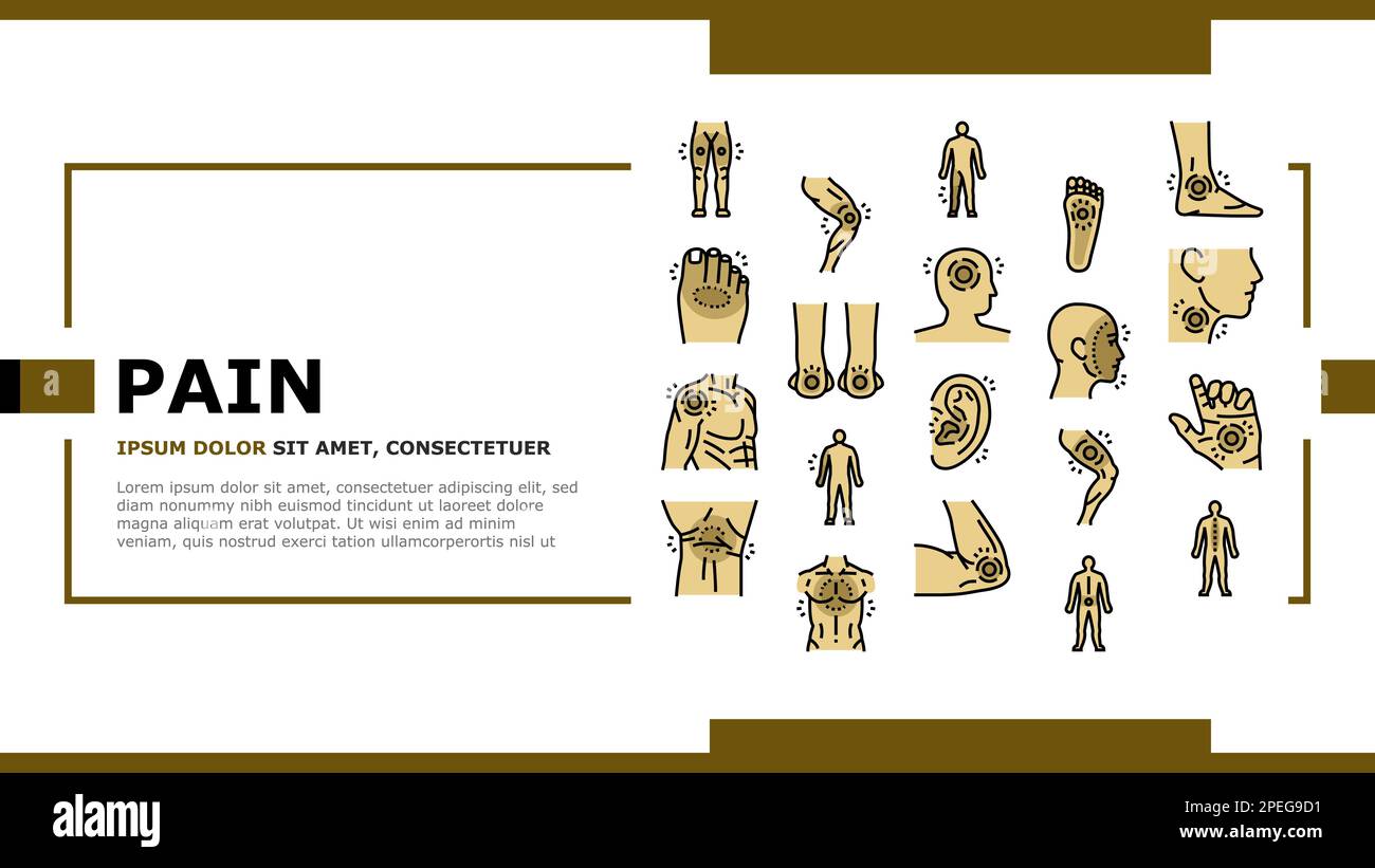 Pain body ache medical joint icons set vector health neck hi-res stock ...