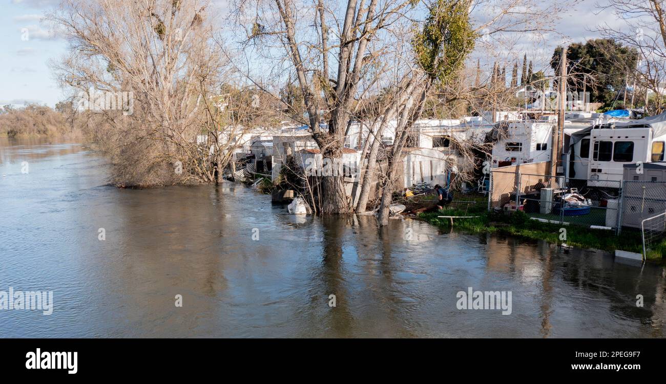California, USA. 15th Mar, 2023. The Tuolumne River has become ...