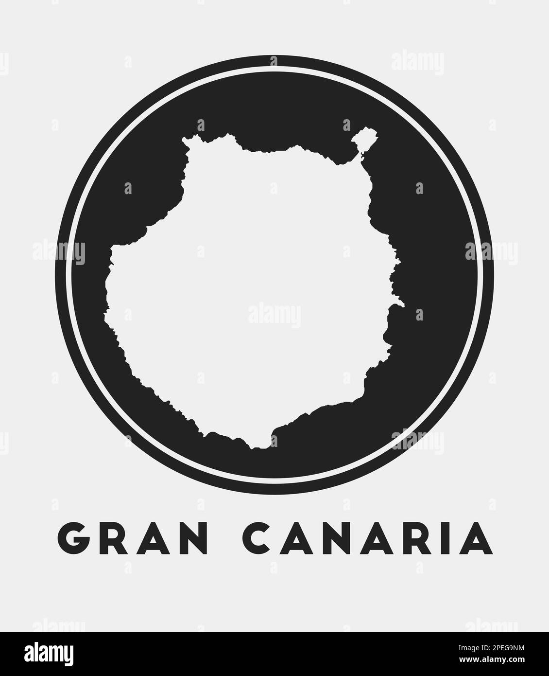 Gran Canaria icon. Round logo with island map and title. Stylish Gran ...