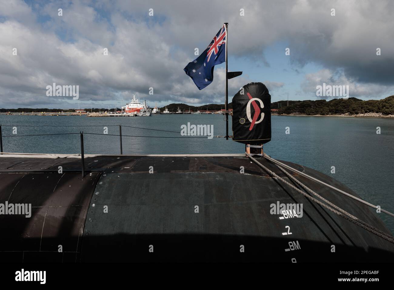 HMAS Rankin, a Collins Class submarine is seen at HMAS Stirling in ...