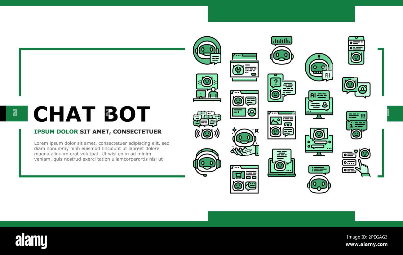 chat bot robot service online landing header vector Stock Vector Image ...