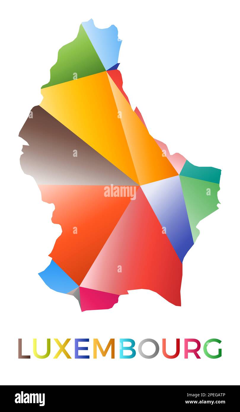 Bright colored Luxembourg shape. Multicolor geometric style country ...