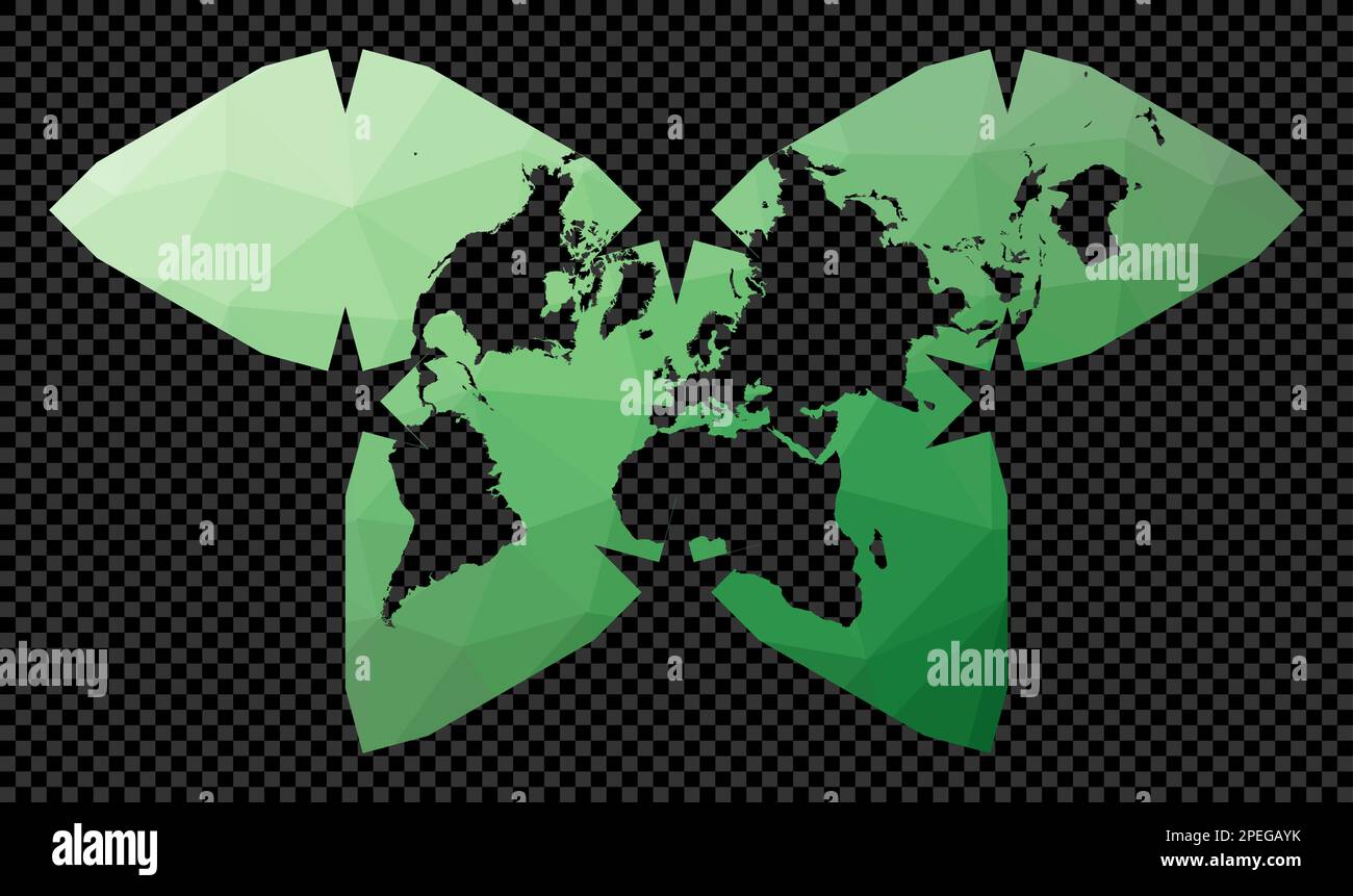 Low poly world map. Polyhedral Waterman projection. Polygonal map of ...