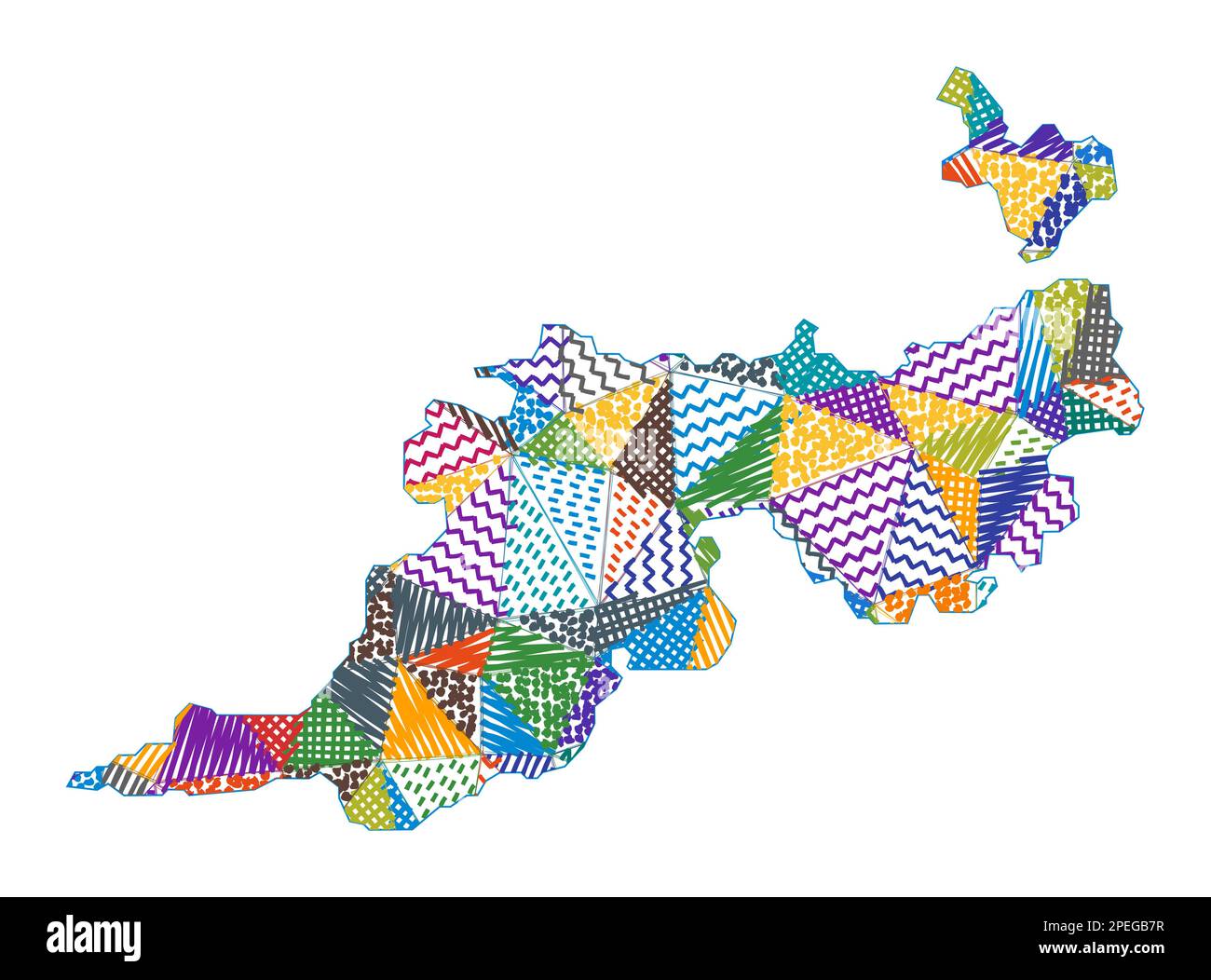 Kid style map of Guana Island. Hand drawn polygons in the shape of ...