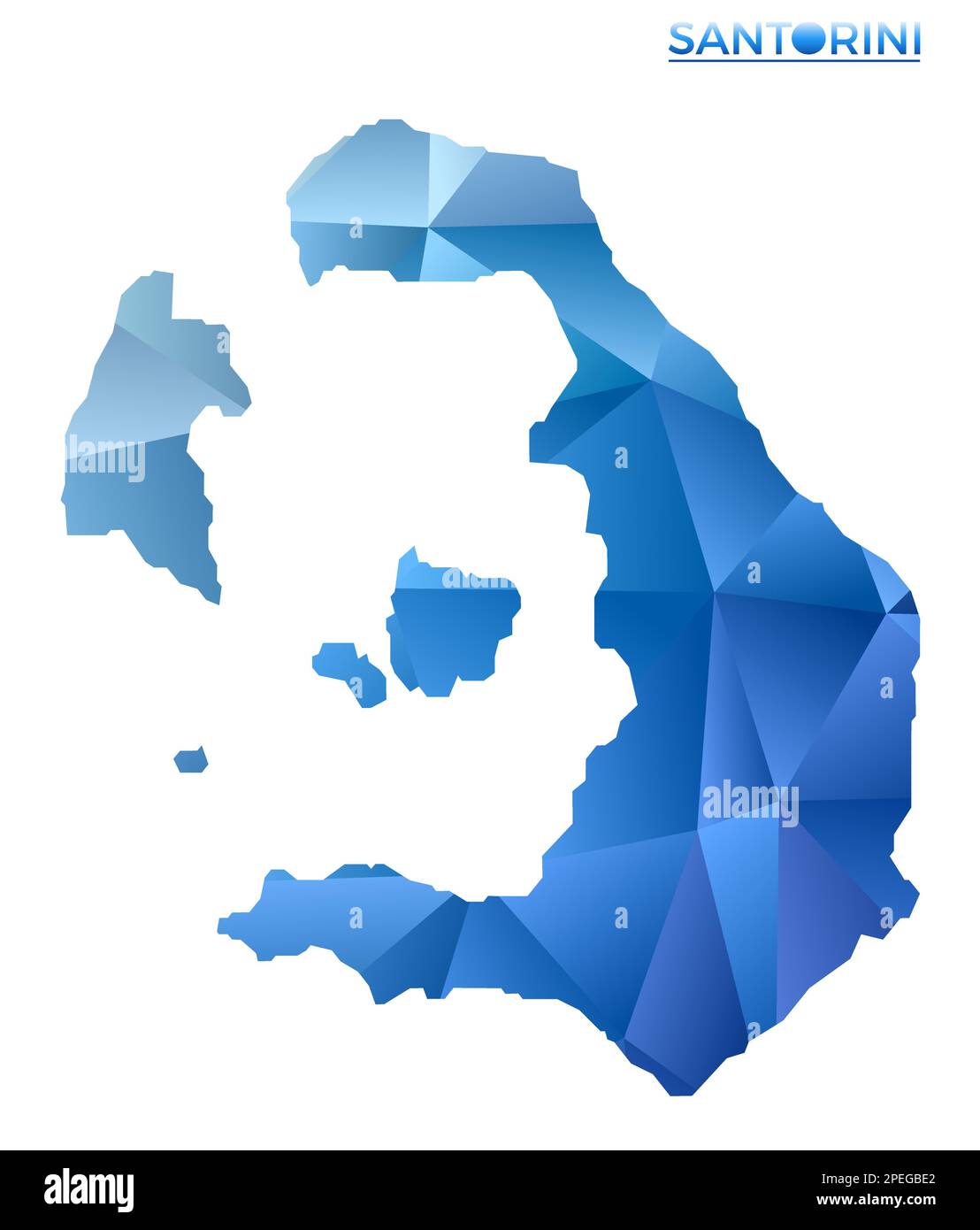 Vector polygonal Santorini map. Vibrant geometric island in low poly style. Stylish illustration ...