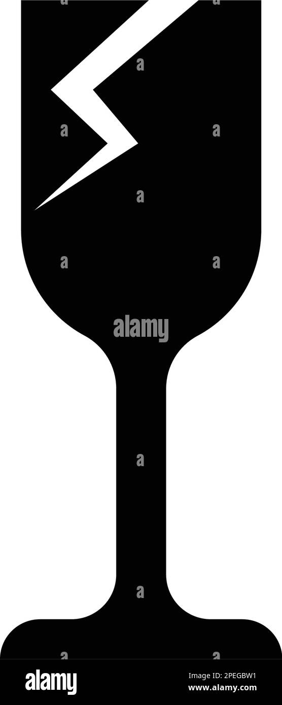 Black fragile broken glass symbol Cut Out Stock Images & Pictures - Alamy