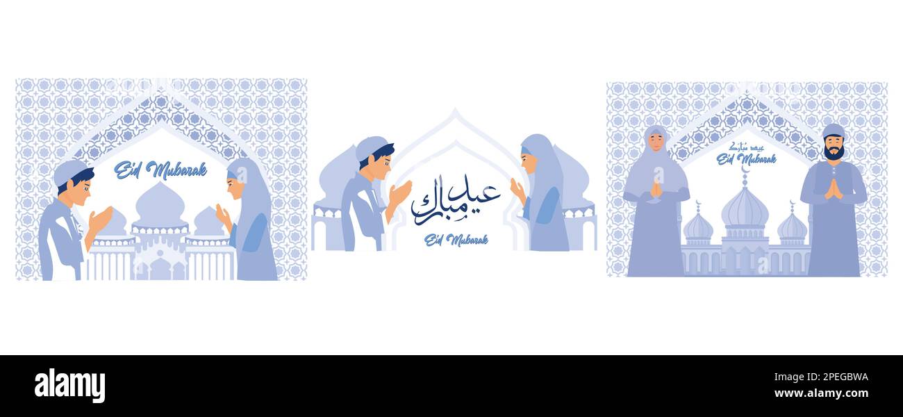 moslem people forgive each other, ramadan kareem concept, set flat ...