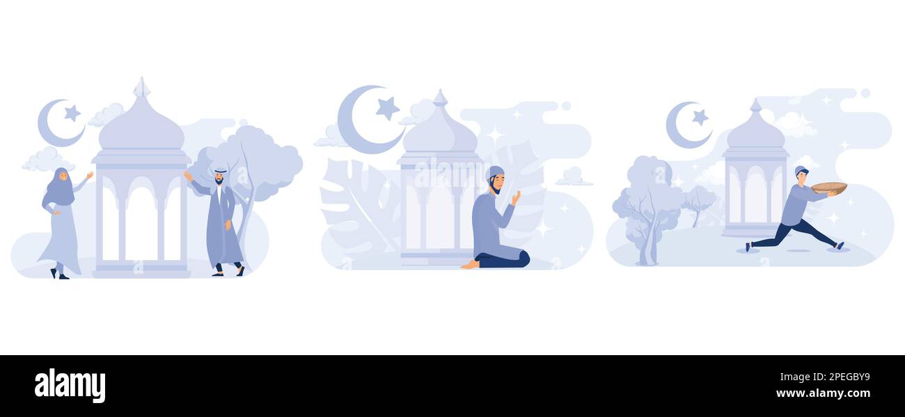 happy ramadan mubarak greeting , Iftar Eating After Fasting feast party, ramadan kareem concept ...